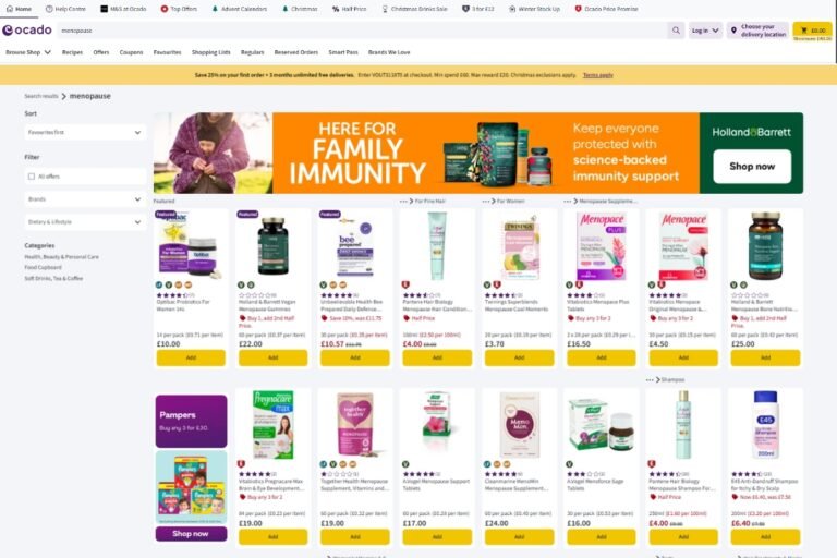 Ocado Retail launches UK’s largest online range of menopause-friendly ...
